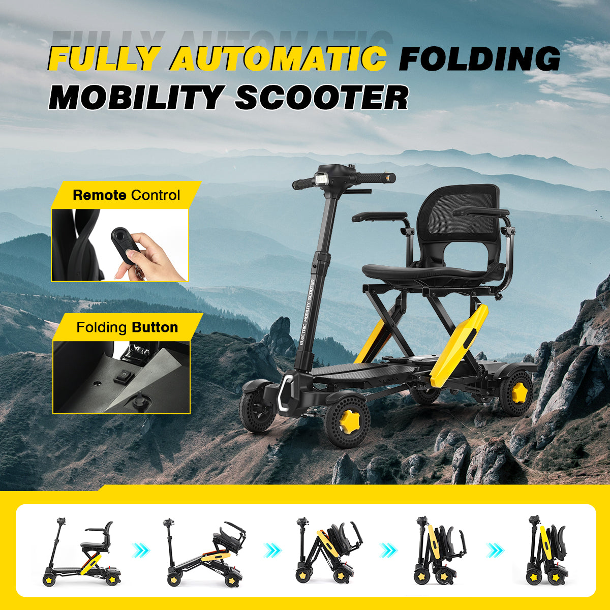 GliderMobility Voyager 4-Wheel Automatic Folding Electric Mobility Scooter